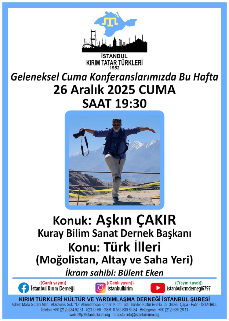 Kırım Derneği İstanbul Şubesinde 'Türk İlleri' konferansı - QHA - Kırım ...